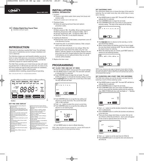 Orbit Digital Timer 94075, 62075 - Falling Water Designs