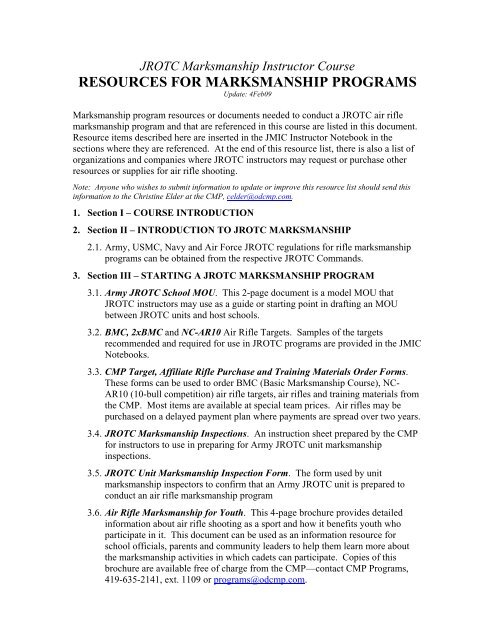 Resource List - Civilian Marksmanship Program