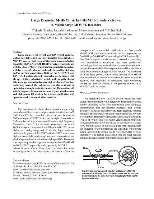 Large Diameter M-HEMT & InP-HEMT Epiwafers ... - CS Mantech
