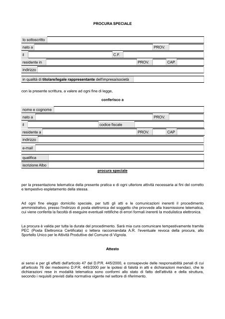 procura speciale - Comune di Spilamberto