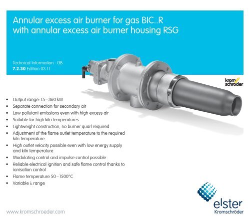 Industrial Burner BIC..R (annular excess air ... - Combustion 911