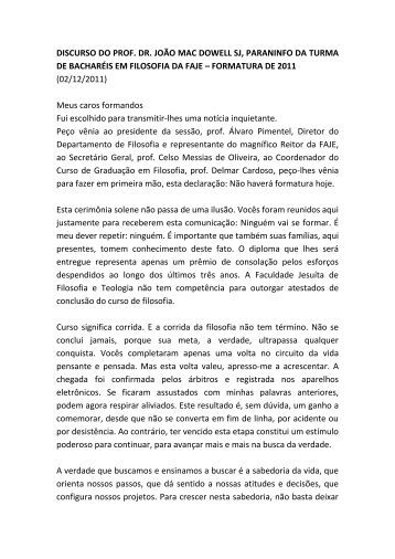 Discurso De Formatura Discurso De Formatura