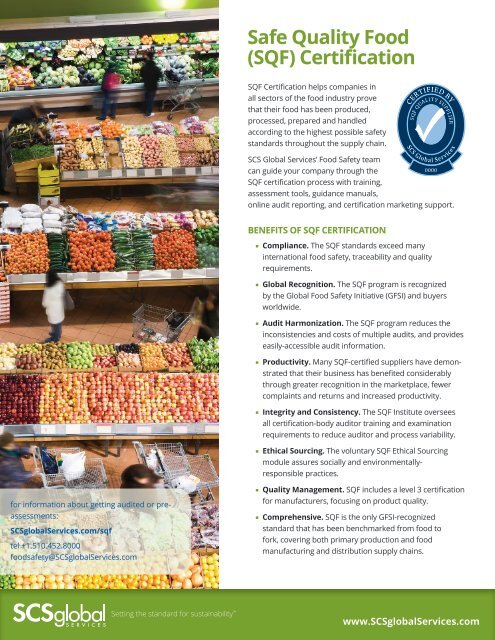 Safe Quality Food (SQF) Certification - SCS Global Services