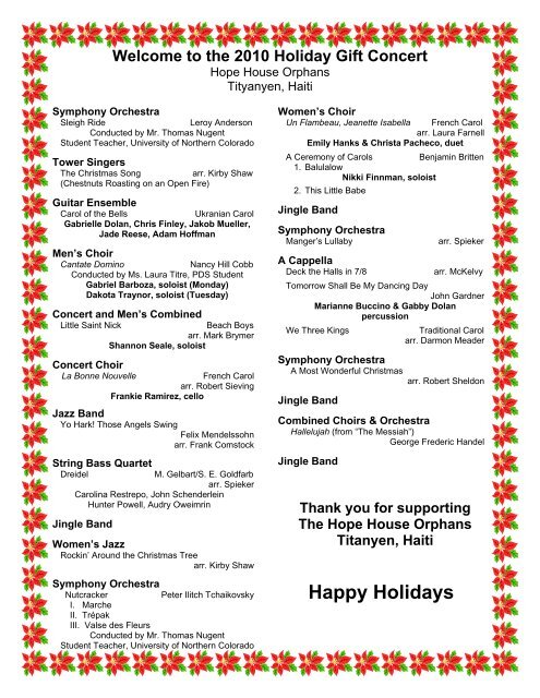 2010 Holiday Concert Program to print