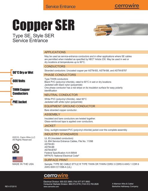 Copper SER - Cerro Wire and Cable Company