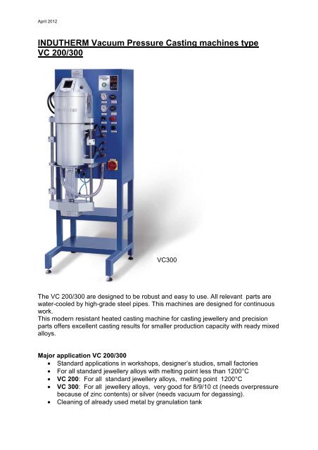 INDUTHERM Vacuum Pressure Casting machines type VC 200/300