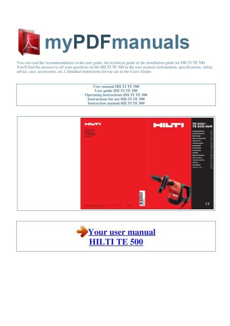 User manual HILTI TE 500 - 1