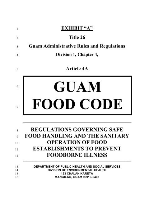 GUAM FOOD CODE