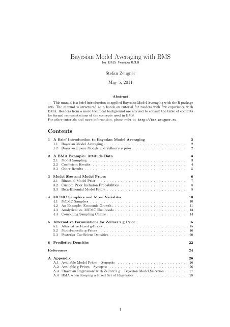 Bayesian Model Averaging With Bms Pdf