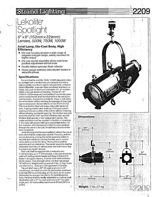Strand 2209 Lekolite - 6x9 axial ellipsoidal - Theatre Uwinnipeg