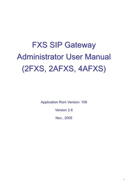 FXS SIP Gateway Administrator User Manual (2FXS ... - IPshop
