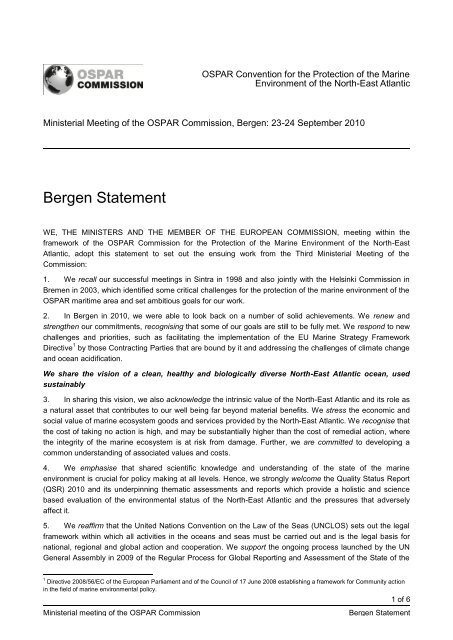 Bergen Statement - OSPAR Commission