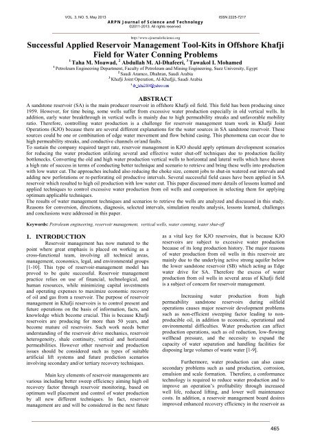 Successful Applied Reservoir Management Tool-Kits in Offshore ...