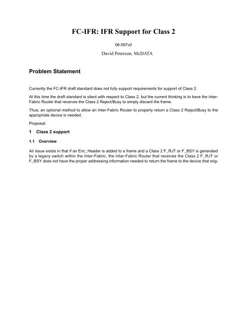 FC-IFR: IFR Support for Class 2 - T11