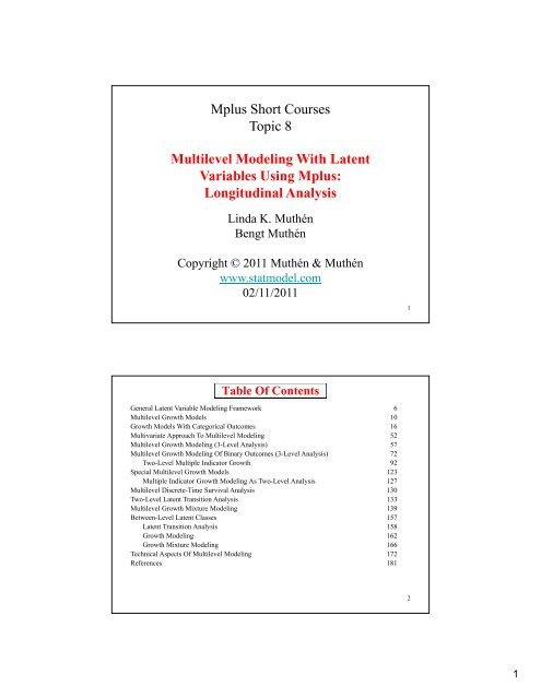 Multilevel Growth Modeling - Mplus