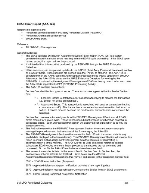 EDAS Error Report (AAA-12