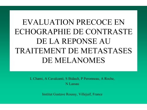 evaluation precoce en echographie de contraste de la reponse au ...