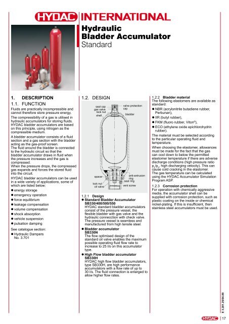 HYDAc bladder accumulators