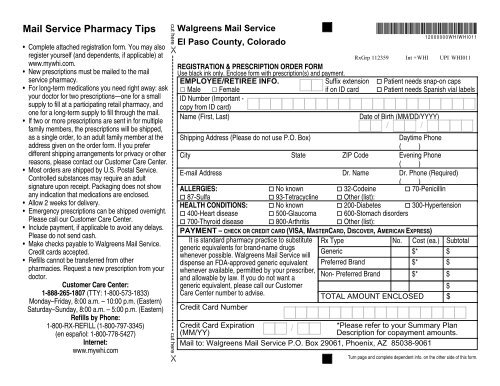 Walgreens Mail Service Form