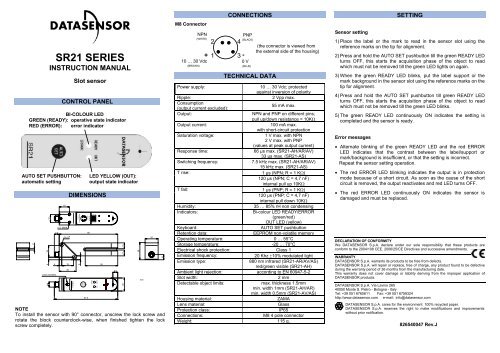 Sr21 Manualpdf Datasensor
