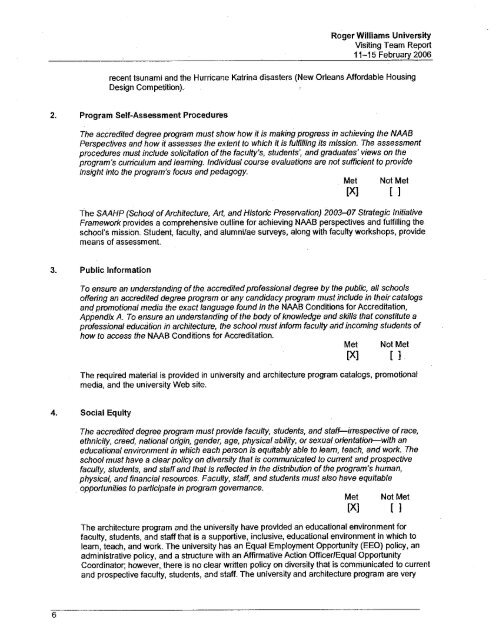 Architecture Program Report Master of Architecture - Roger Williams ...