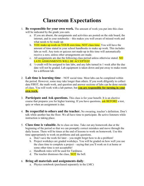 Classroom Expectations