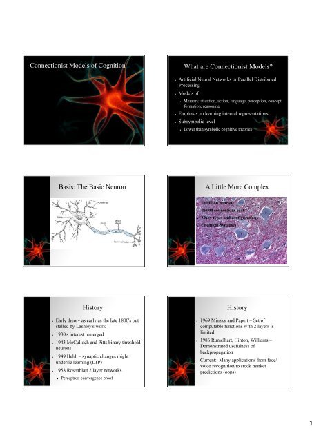 Connectionist Models Of Cognition What Are Connectionist Models