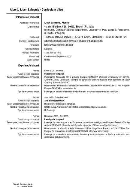 Alberto Lluch Lafuente - Curriculum Vitae