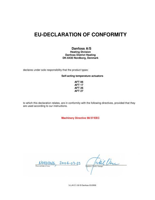 EU-DECLARATION OF CONFORMITY - Danfoss