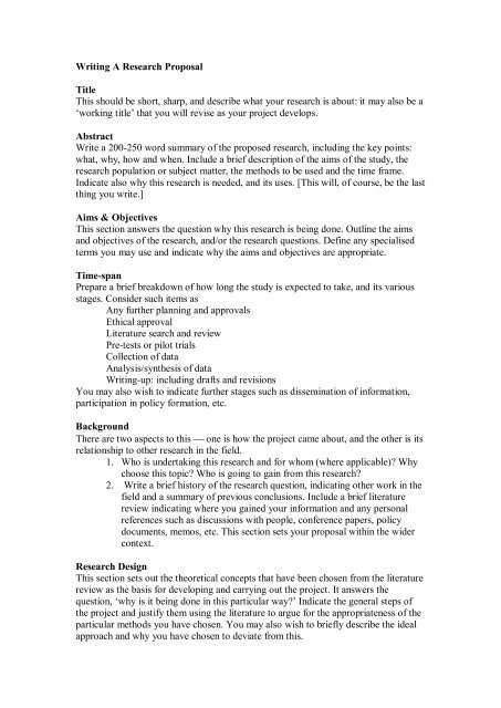 Research Proposals i 
