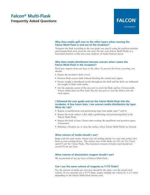 FalconÂ® Multi-Flask - Corning Incorporated