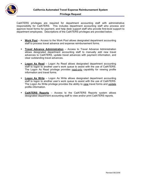 Privilege Request - California State Controller's Office