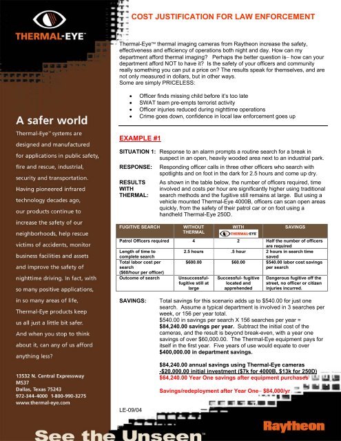 COST JUSTIFICATION FOR LAW ENFORCEMENT