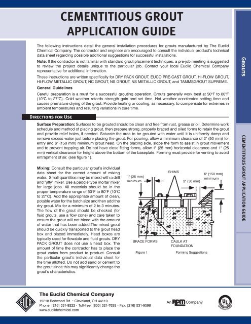 CEMENTITIOUS GROUT APPLICATION GUIDE - Euclid Chemical Co