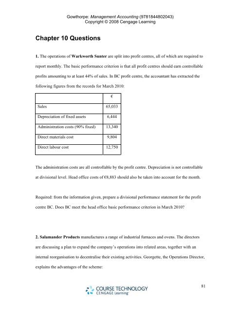 Chapter 10 - Cengage Learning