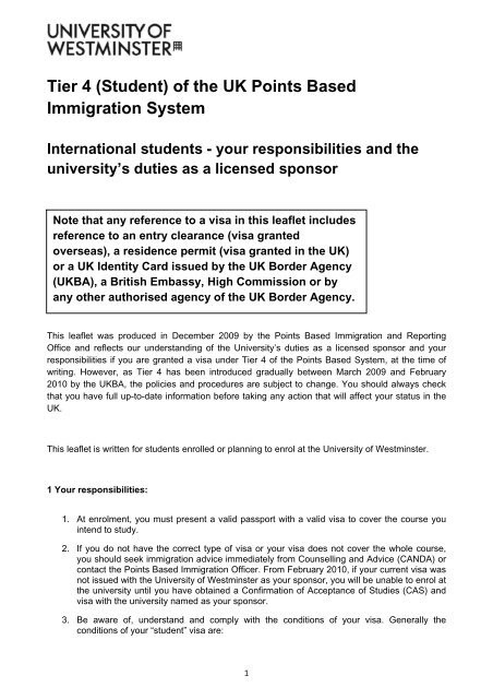 Tier 4 (Student) of the UK Points Based Immigration System