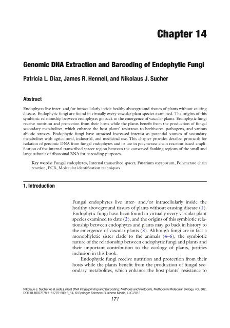 Genomic DNA extraction and barcoding of endophytic fungi.