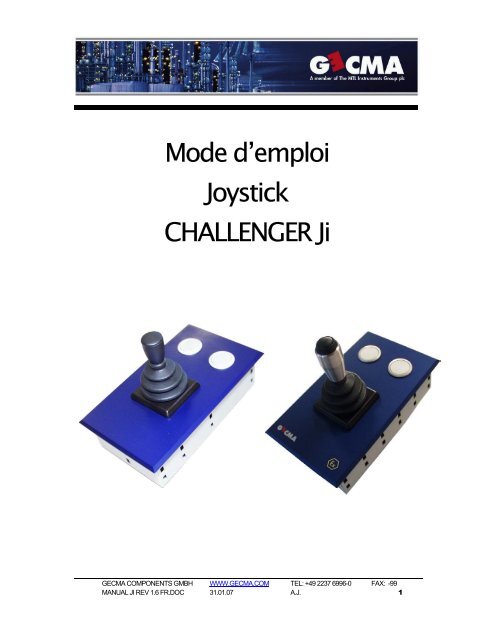 Mode d'emploi Joystick CHALLENGER Ji - GECMA