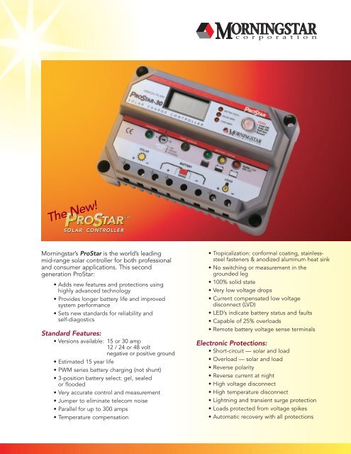 Morningstar Solar Charge Controller - Prostar Series