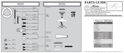 PARTS GUIDE - Hunter Fan