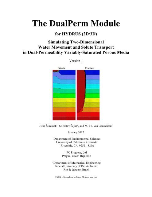 The DualPerm Module for HYDRUS (2D/3D) - PC-Progress