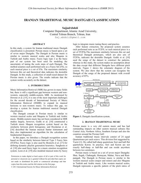 iranian traditional music dastgah classification - ismir 2011