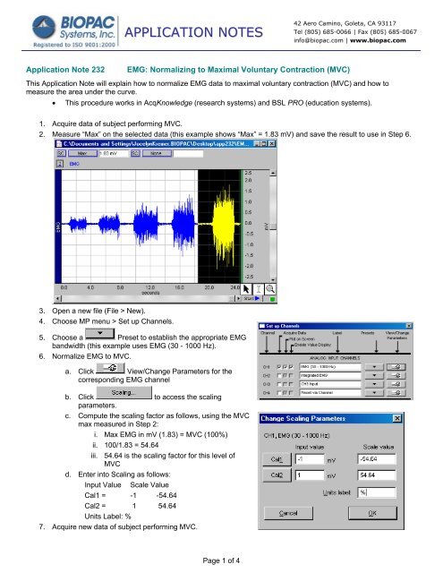 EMG: Normalizing to Maximal Voluntary Contraction (MVC) - Biopac