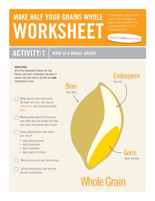 Grains Worksheet