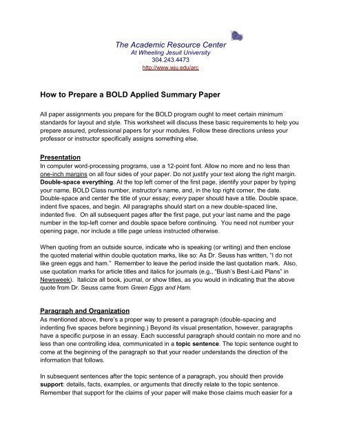 How To Prepare A BOLD Applied Summary Paper Wheeling Jesuit how-to-prepare-a-bold-applied-summary-paper-wheeling-jesuit