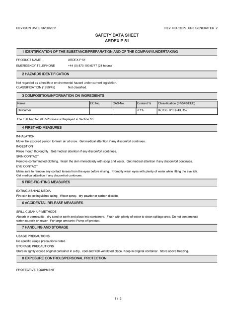 SAFETY DATA SHEET ARDEX P 51 - ARDEX UK Ltd.