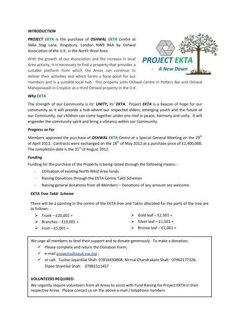 PROJECT EKTA - Oshwal Centre