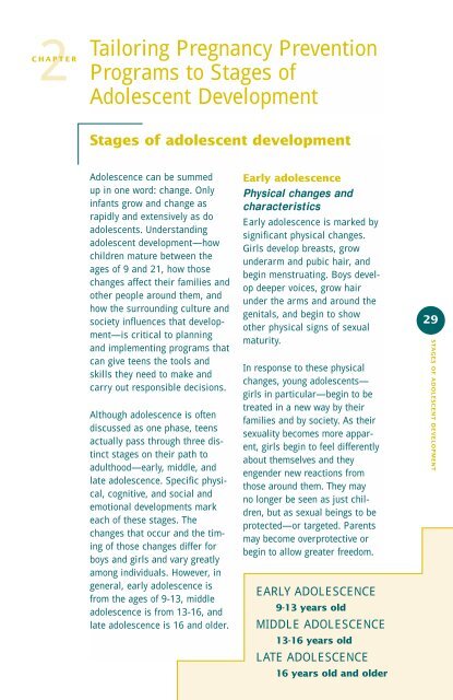 Tailoring Pregnancy Prevention Programs to Stages of Adolescent ...