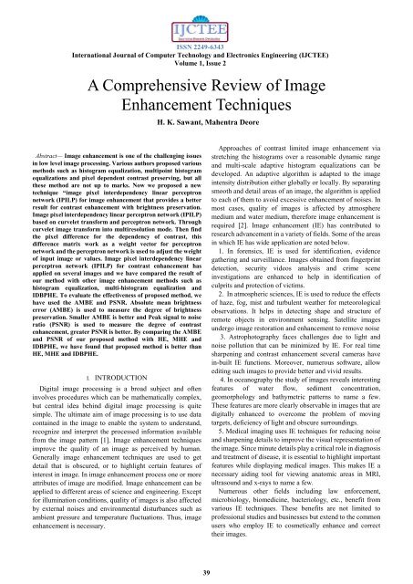 A Comprehensive Review of Image Enhancement Techniques