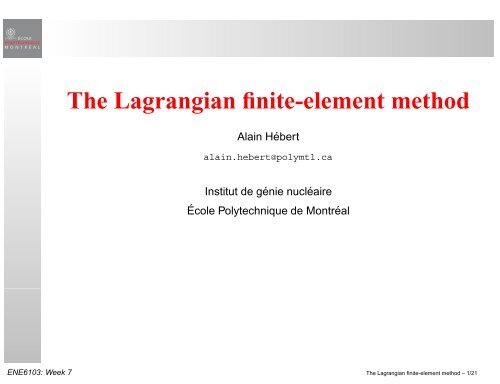 The Lagrangian finite-element method 1 - Moodle